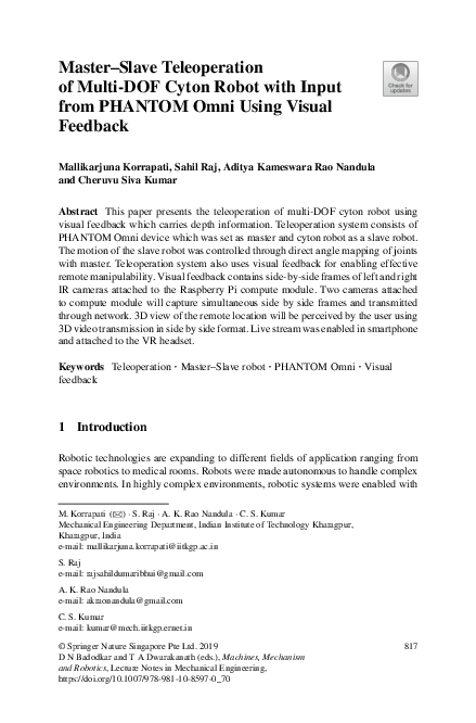 (PDF) Master–Slave Teleoperation of Multi-DOF Cyton Robot with Input from PHANTOM Omni Using ...