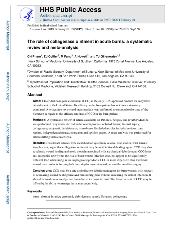 (PDF) The role of collagenase ointment in acute burns: a systematic ...