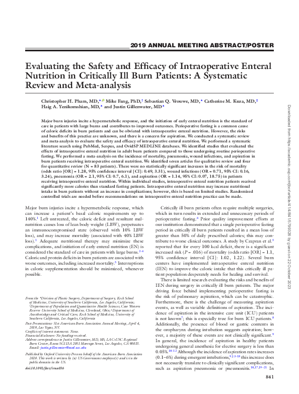 Pdf Evaluating The Safety And Efficacy Of Intraoperative Enteral Nutrition In Critically Ill