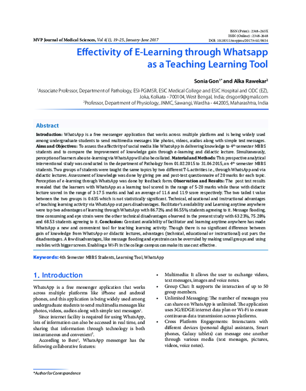 (PDF) Effectivity of E-Learning through Whatsapp as a Teaching Learning ...