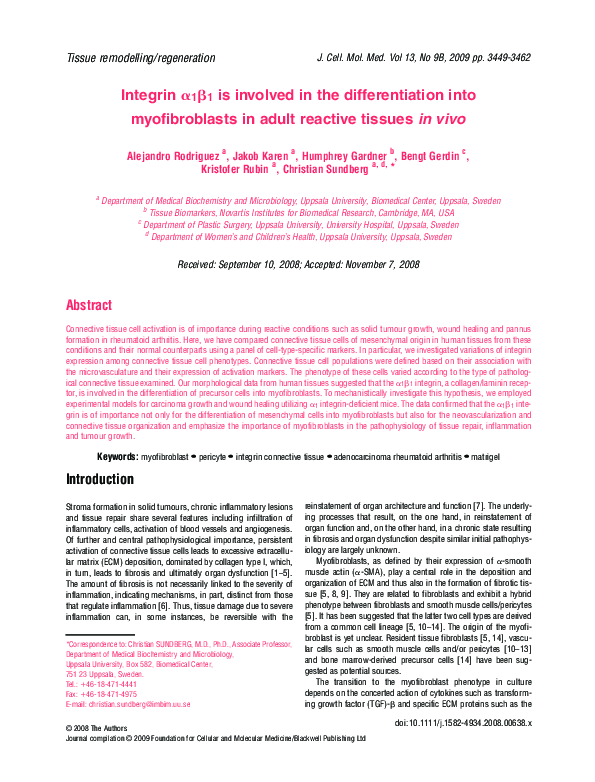 (PDF) Integrin α1β1 is involved in the differentiation into ...