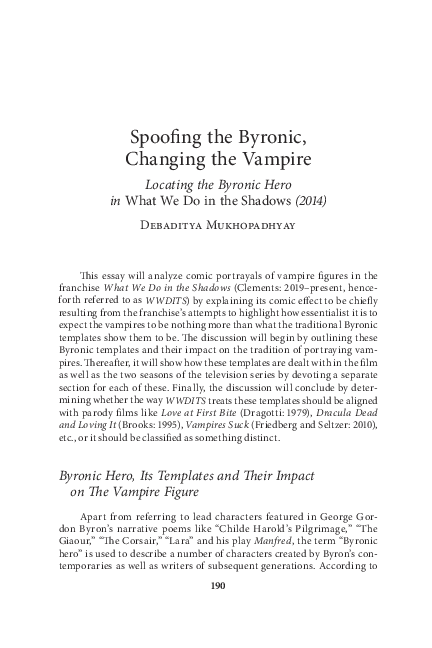 (PDF) Spoofing the Byronic, Changing the Vampire: Locating the Byronic ...