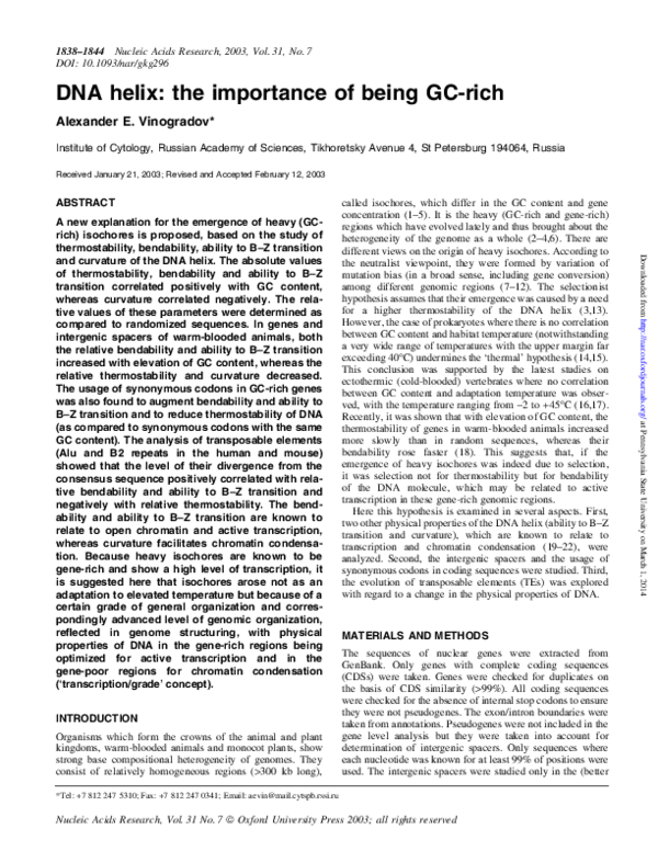 (PDF) DNA helix: the importance of being AT-rich