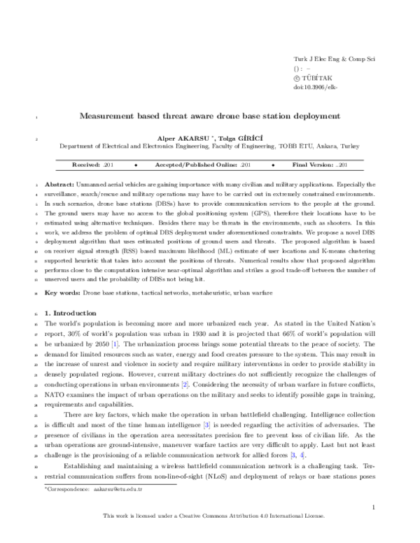 (PDF) Measurement based threat aware drone base station deployment