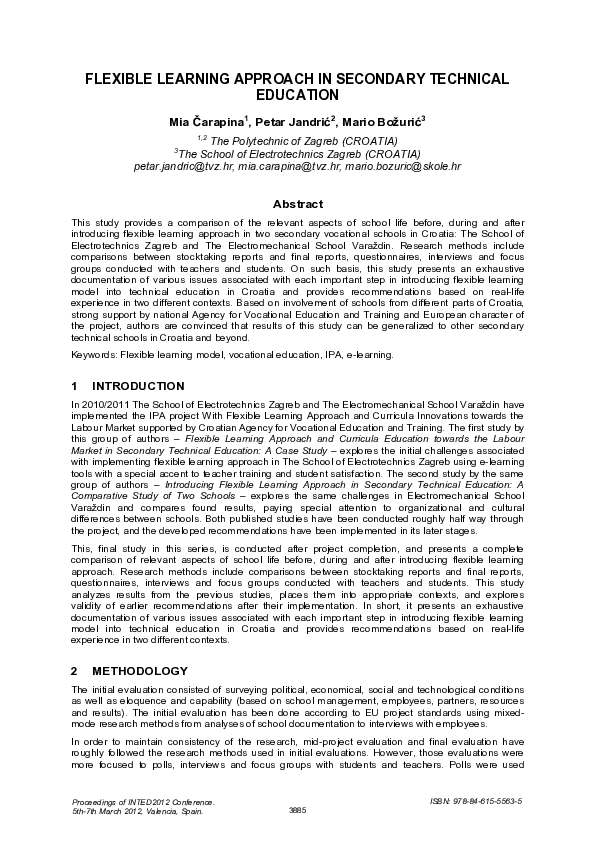 (PDF) Flexible Learning Approach in Secondary Technical Education