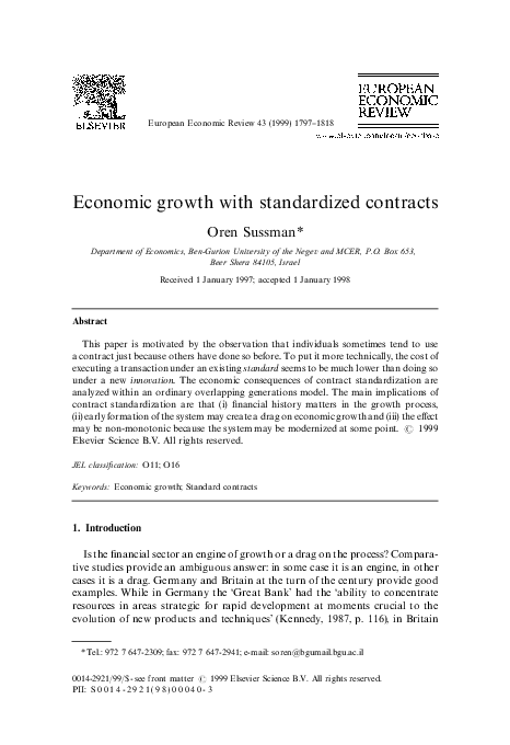 (PDF) Economic growth with standardized contracts