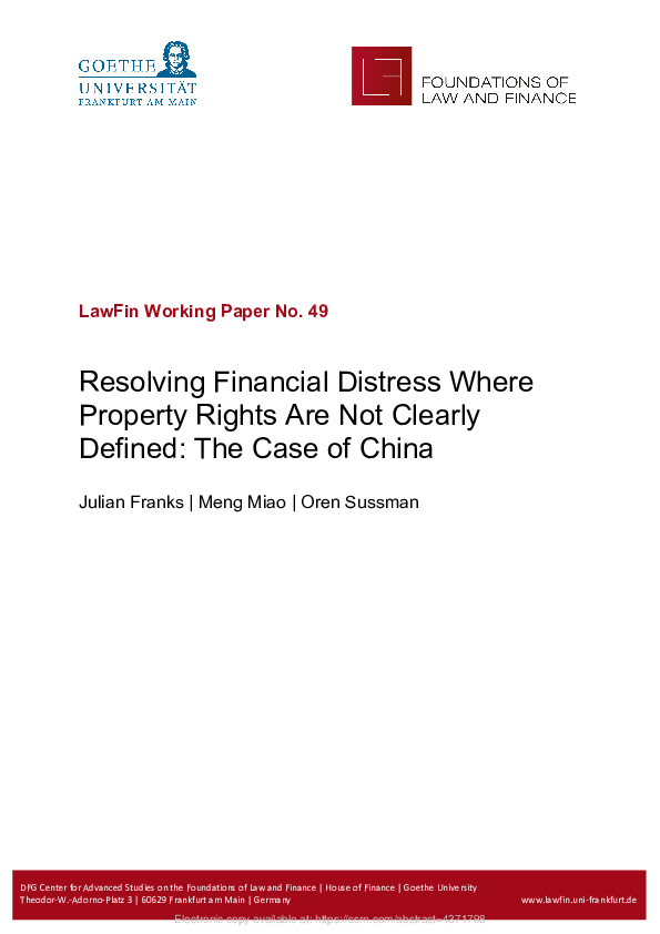 (PDF) Resolving financial distress where property rights are not ...