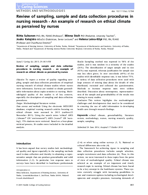 (PDF) Review of sampling, sample and data collection procedures in ...