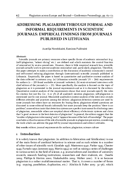 (PDF) Addressing Plagiarism Through Formal and Informal Requirements in ...