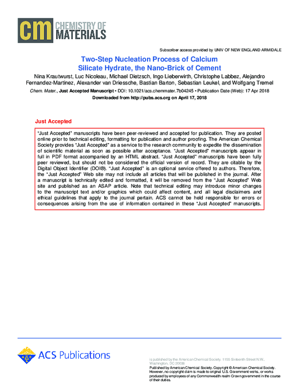 (PDF) Two-Step Nucleation Process of Calcium Silicate Hydrate, the ...