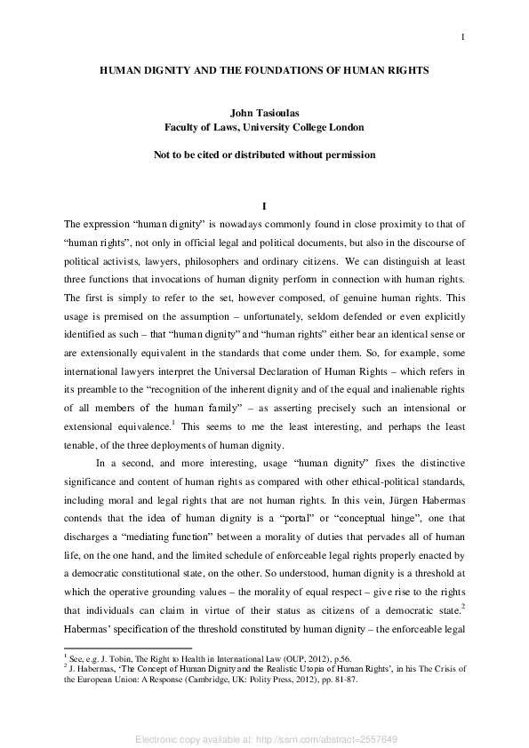 (PDF) Human Dignity and the Foundations of Human Rights
