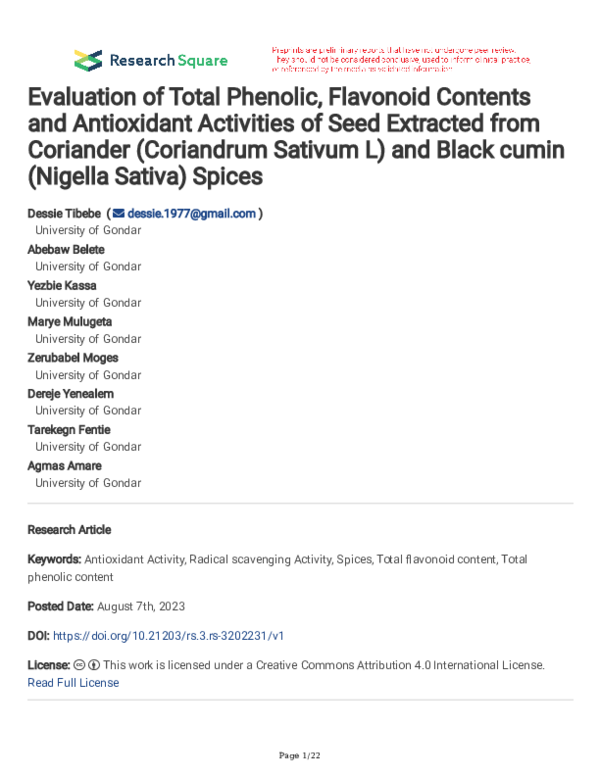 (PDF) Evaluation of Total Phenolic, Flavonoid Contents and Antioxidant Activities of Seed ...