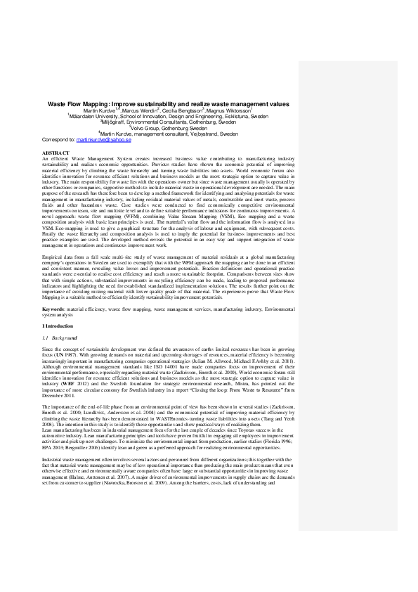 (PDF) Waste Flow Mapping: Improve sustainability and realize waste ...