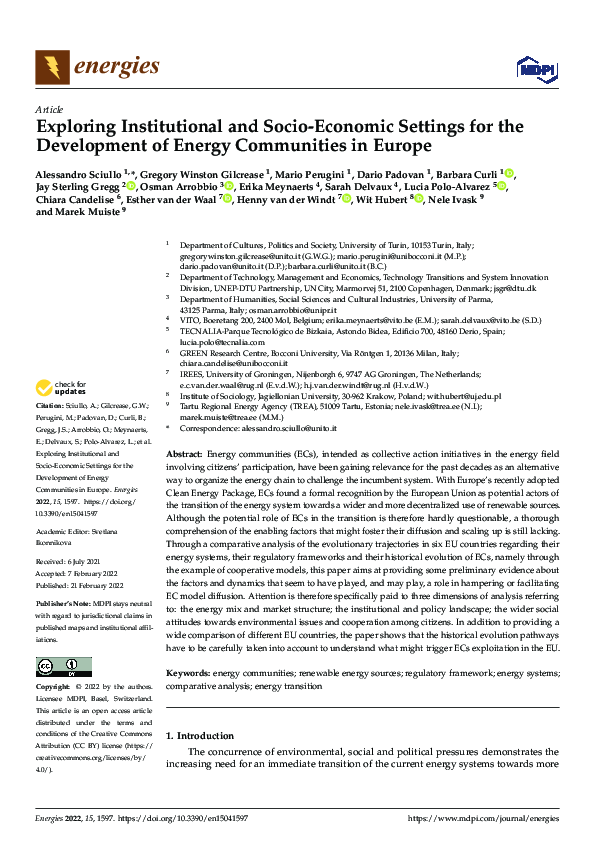 (PDF) Exploring Institutional and Socio-Economic Settings for the ...