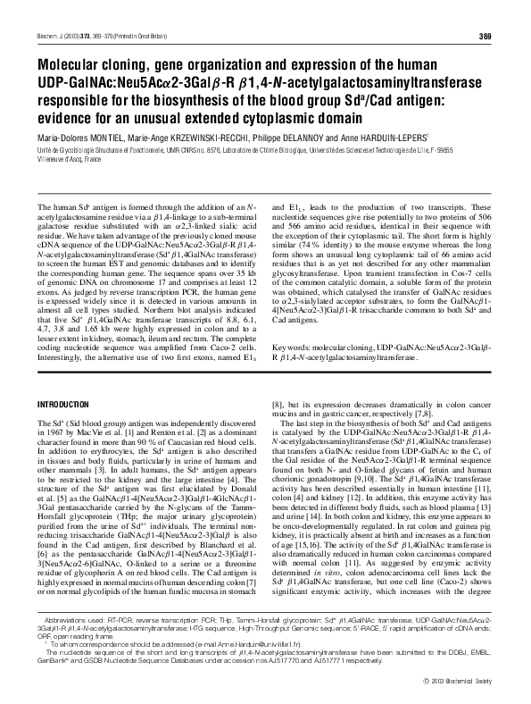 (PDF) Molecular cloning, gene organization and expression of the human ...