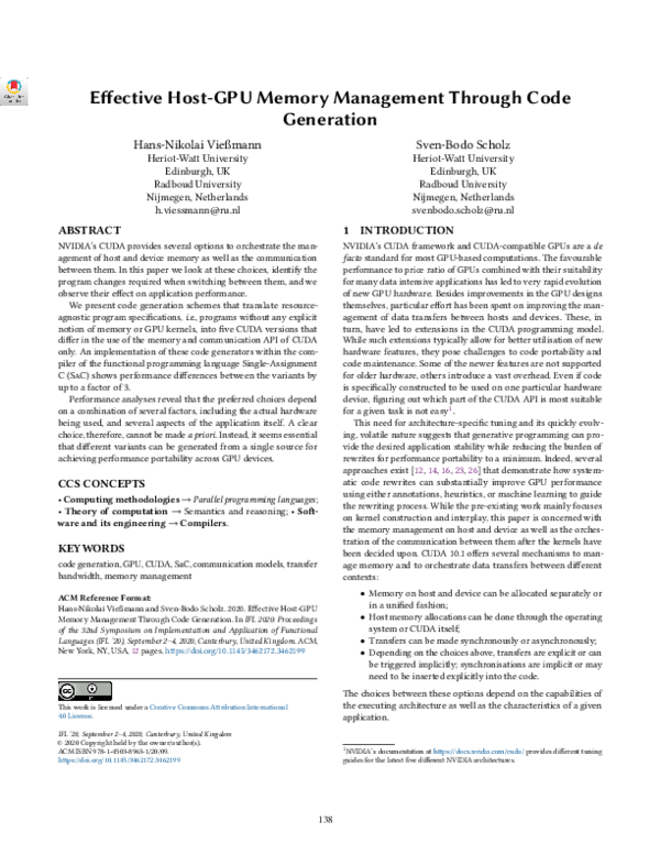 (PDF) Effective Host-GPU Memory Management Through Code Generation