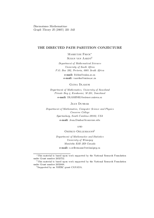 (PDF) The directed path partition conjecture