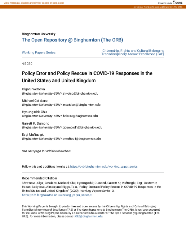 (PDF) Policy Error and Policy Rescue in COVID-19 Responses in the ...