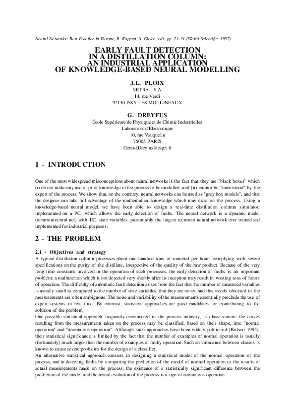 (PDF) Early Fault Detection in a Distillation Column: An Industrial Application of Knowledge ...