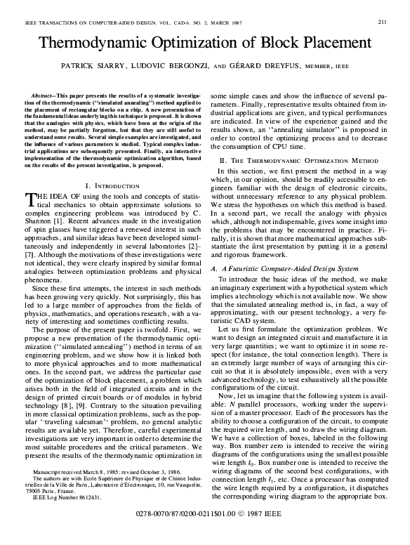 (PDF) Thermodynamic Optimization of Block Placement