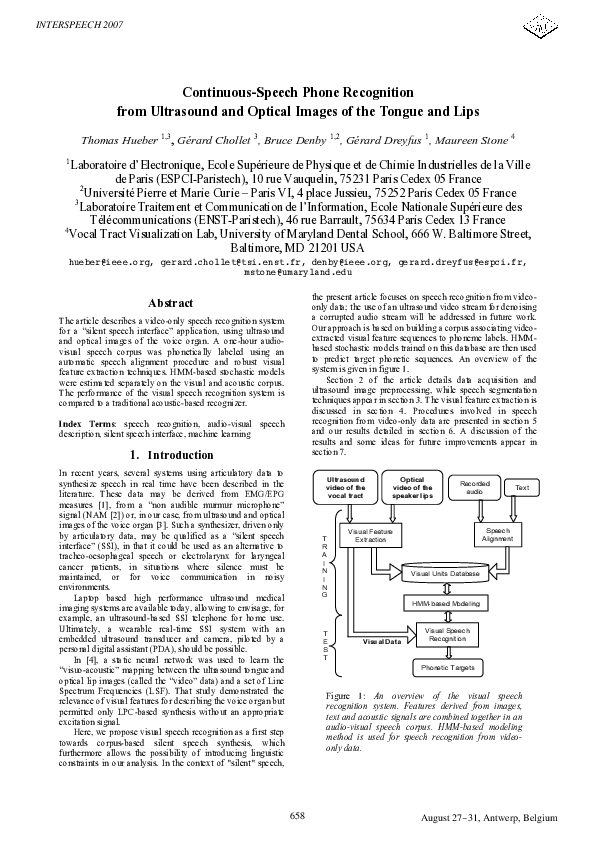 (PDF) Continuous-speech phone recognition from ultrasound and optical images of the tongue and ...