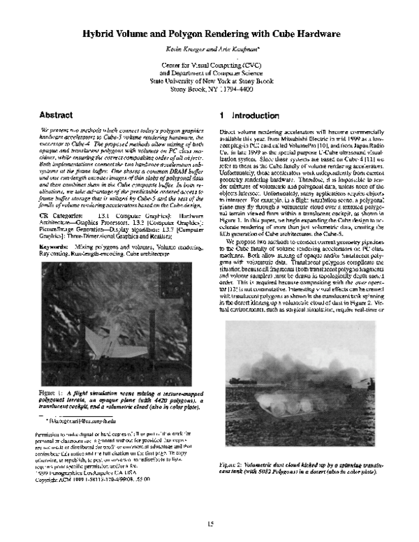 (PDF) Hybrid volume and polygon rendering with cube hardware | Kevin Kreeger - Academia.edu