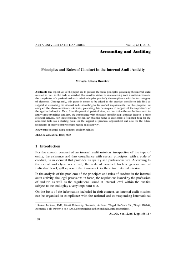 (PDF) Accounting and Auditing Principles and Rules of Conduct in the Internal Audit Activity