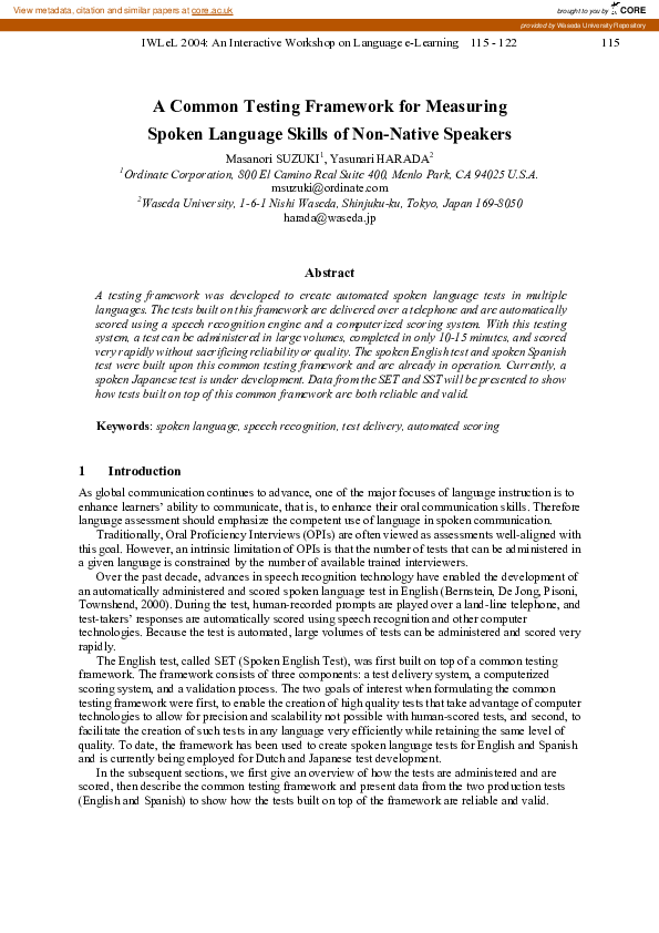 (PDF) A Common Testing Framework for Measuring Spoken Language Skills ...