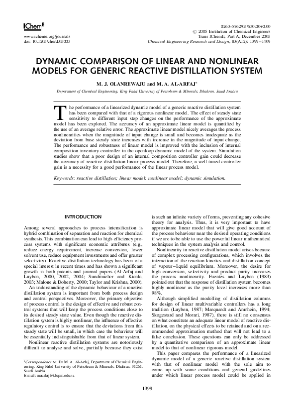 Pdf Dynamic Comparison Of Linear And Nonlinear Models For Generic