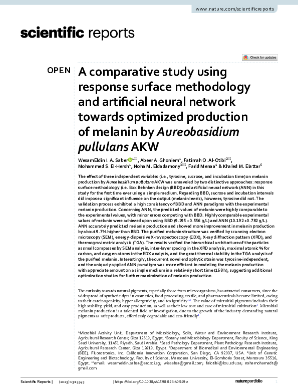 (PDF) A comparative study using response surface methodology and artificial neural network ...