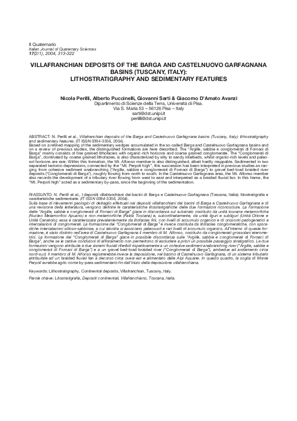 (PDF) Villafranchian deposits of the Barga and Castelnuovo Garfagnana ...