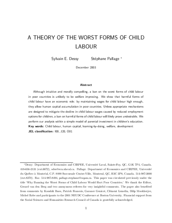 (PDF) A Theory of the Worst Forms of Child Labour