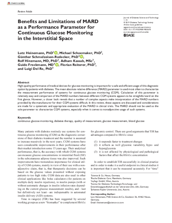 (PDF) Benefits and Limitations of MARD as a Performance Parameter for ...