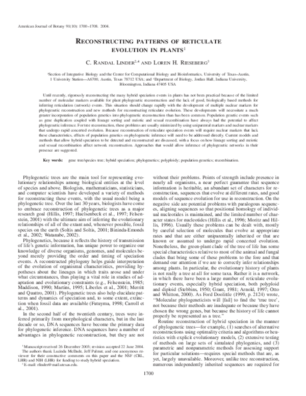 Reconstructing Patterns Of Reticulate Evolution In Plants