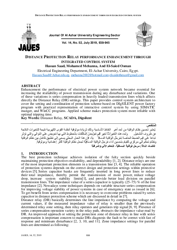 (PDF) Distance Protection Relay Performance Enhancement Through ...