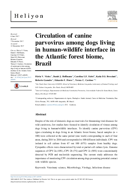 (PDF) Circulation of canine parvovirus among dogs living in human ...