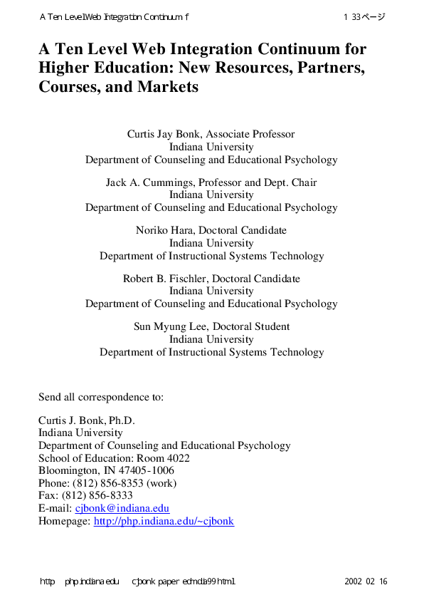 (PDF) A Ten-Level Web Integration Continuum for Higher Education