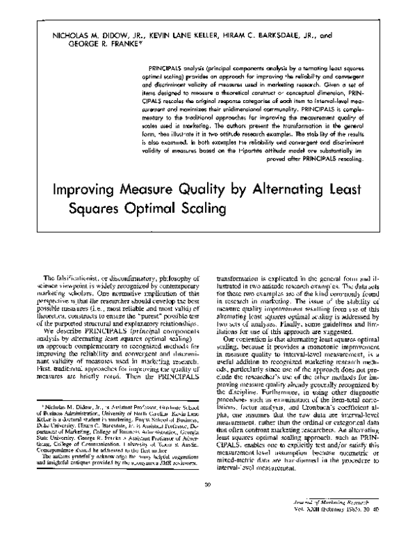 Improving Measure Quality by Alternating Least Squares Optimal Scaling