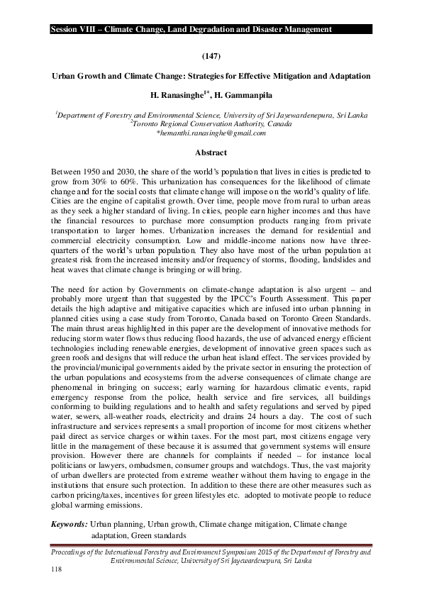 (PDF) Urban Growth and Climate Change Strategies for Effective ...