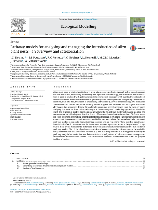 (PDF) Pathway models for analysing and managing the introduction of alien plant pests⿿an ...