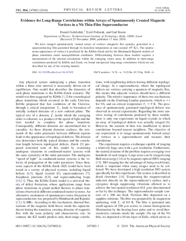 (PDF) Evidence for Long-Range Correlations within Arrays of Spontaneously Created Magnetic ...