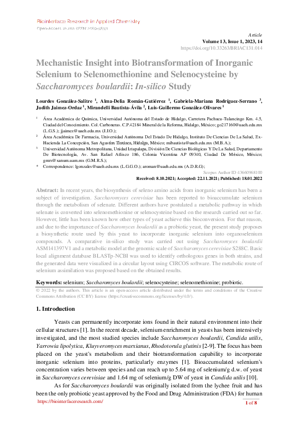 (PDF) Mechanistic Insight into Biotransformation of Inorganic Selenium to Selenomethionine and ...