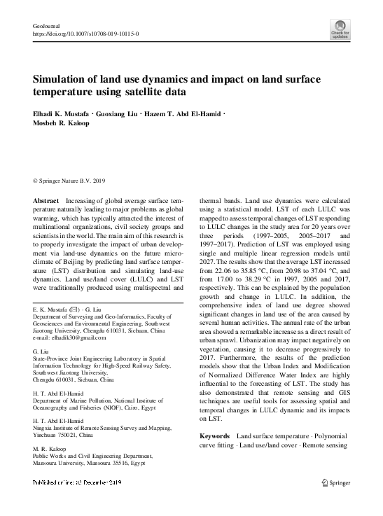 (PDF) Simulation of land use dynamics and impact on land surface temperature using satellite data