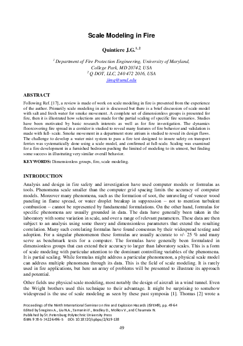 (PDF) Scale Modeling in Fire