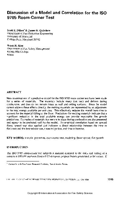 (PDF) Discussion Of A Model And Correlation For The Iso 9705 Room ...