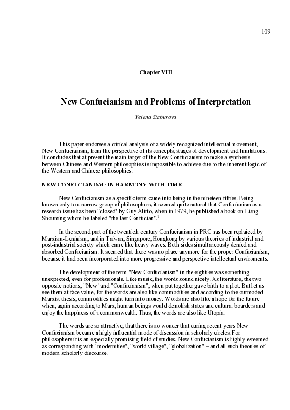 (PDF) New Confucianism and Problems of Interpretation