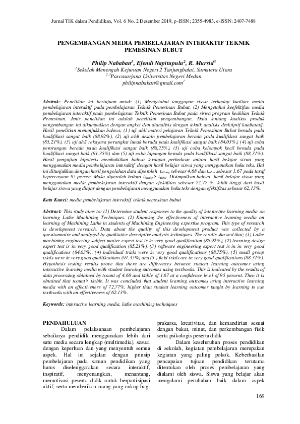 (PDF) Pengembangan Media Pembelajaran Interaktif Teknik Pemesinan Bubut | philip nababan ...