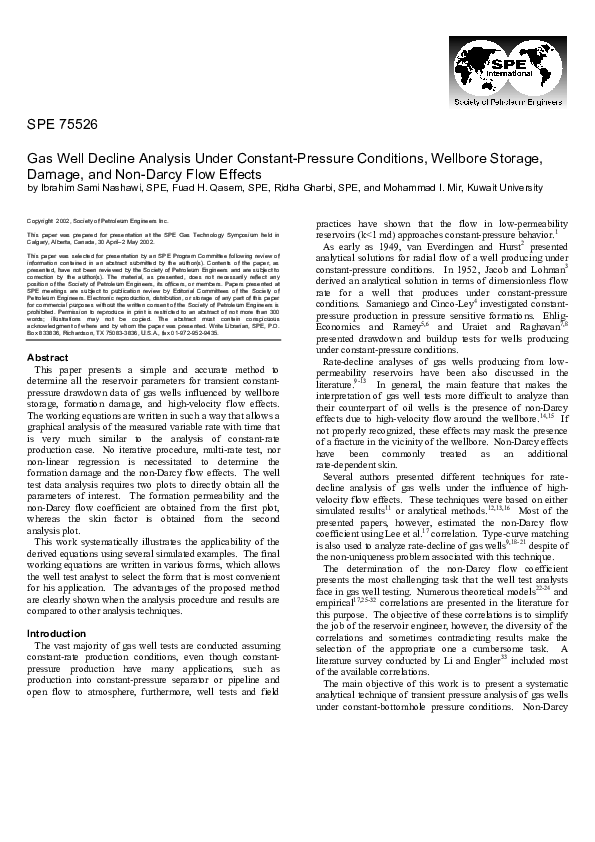 (PDF) Gas Well Decline Analysis Under Constant-Pressure Conditions ...