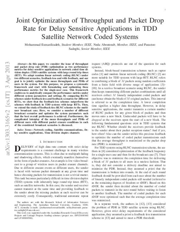 Pdf Joint Optimization Of Throughput And Packet Drop Rate For Delay Sensitive Applications In