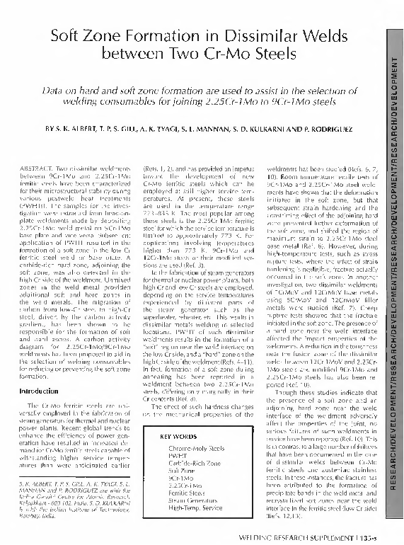 (PDF) Soft zone formation in dissimilar welds between two Cr-Mo steels ...
